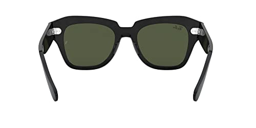 Ray-Ban RB2186 State Street Square Sunglasses, Black/G-15 Green, 49 mm