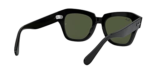 Ray-Ban RB2186 State Street Square Sunglasses, Black/G-15 Green, 49 mm