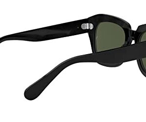 Ray-Ban RB2186 State Street Square Sunglasses, Black/G-15 Green, 49 mm