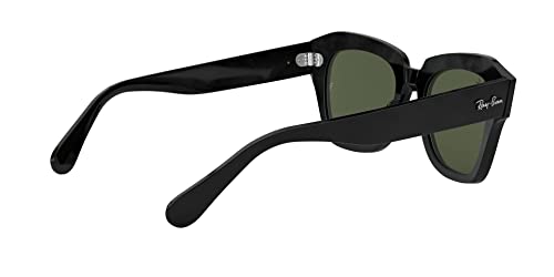 Ray-Ban RB2186 State Street Square Sunglasses, Black/G-15 Green, 49 mm