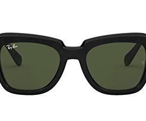 Ray-Ban RB2186 State Street Square Sunglasses, Black/G-15 Green, 49 mm