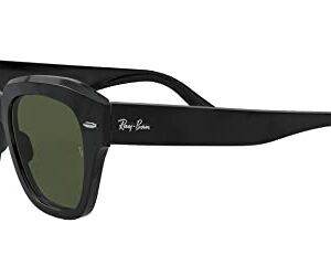 Ray-Ban RB2186 State Street Square Sunglasses, Black/G-15 Green, 49 mm