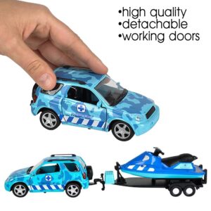 ArtCreativity SUV Toy Car and Jet Ski Playset for Boys & Girls, Interactive Ocean Rescue Play Set with Detachable Jet Ski and Opening Doors on 4 x 4 Toy Truck, Best Birthday Gift for Kids