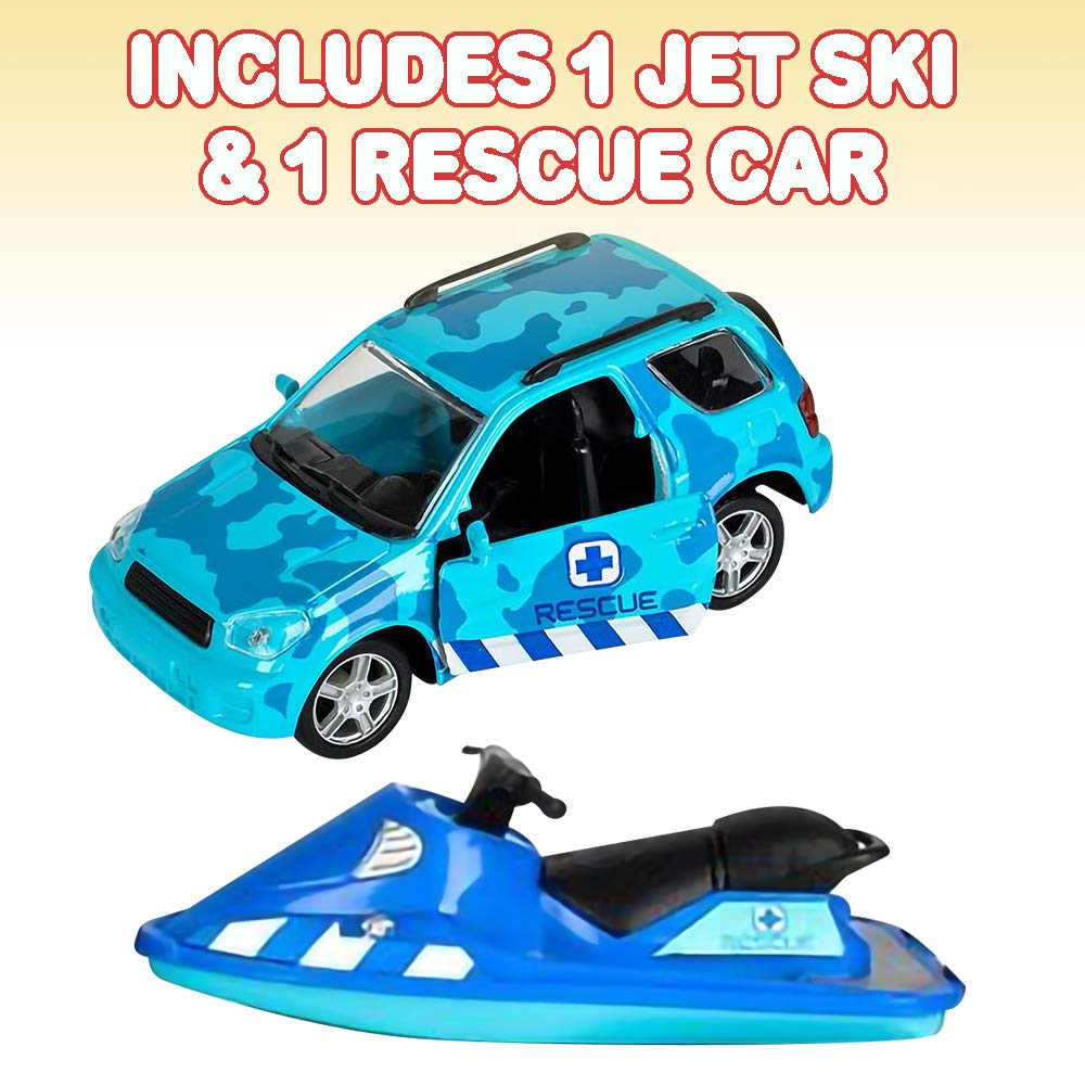 ArtCreativity SUV Toy Car and Jet Ski Playset for Boys & Girls, Interactive Ocean Rescue Play Set with Detachable Jet Ski and Opening Doors on 4 x 4 Toy Truck, Best Birthday Gift for Kids