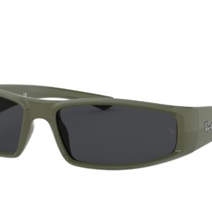 Ray-Ban Rb4335 Rectangular Sunglasses, Military Green/Dark Grey, 58 mm