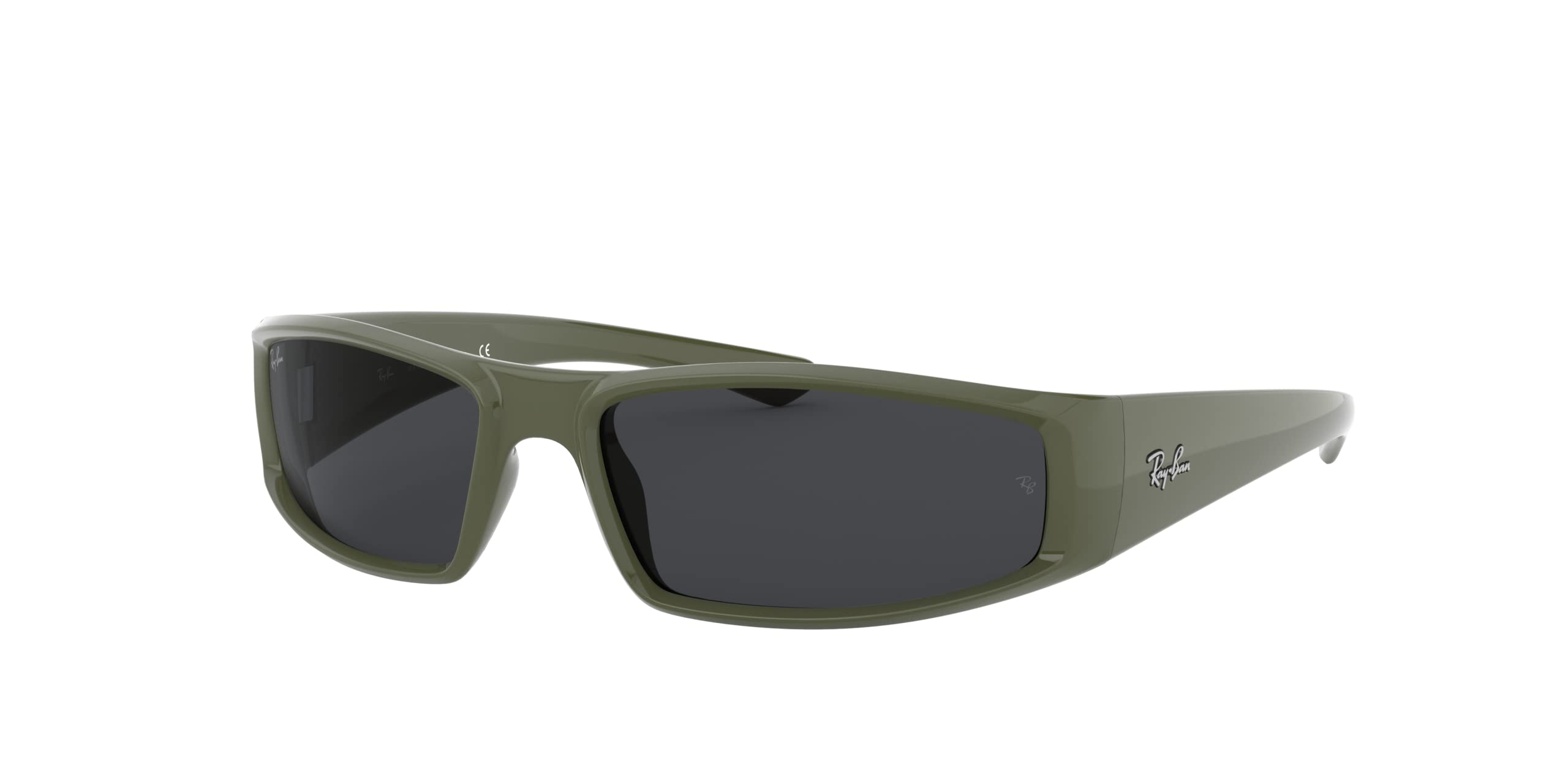 Ray-Ban Rb4335 Rectangular Sunglasses, Military Green/Dark Grey, 58 mm