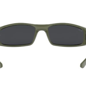 Ray-Ban Rb4335 Rectangular Sunglasses, Military Green/Dark Grey, 58 mm