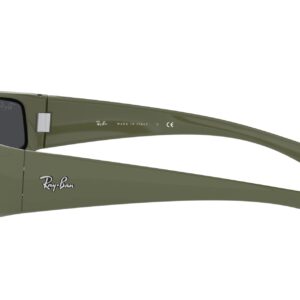 Ray-Ban Rb4335 Rectangular Sunglasses, Military Green/Dark Grey, 58 mm