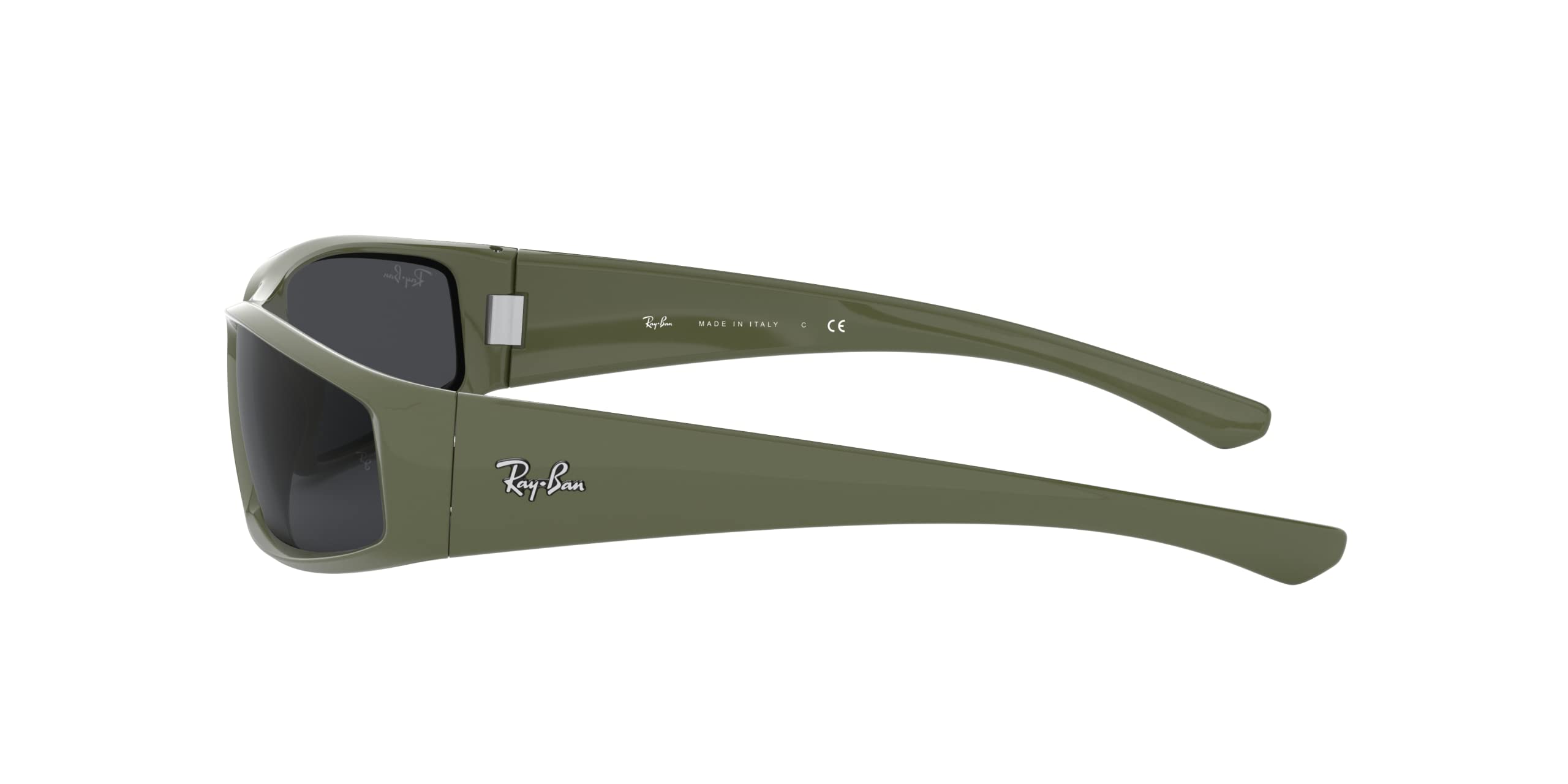 Ray-Ban Rb4335 Rectangular Sunglasses, Military Green/Dark Grey, 58 mm