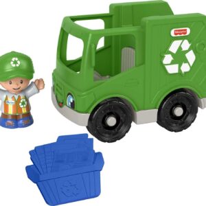 Fisher-Price Little People Recycle Truck, push-along vehicle with figure and play accessory for toddlers and preschool kids ages 1-5 years