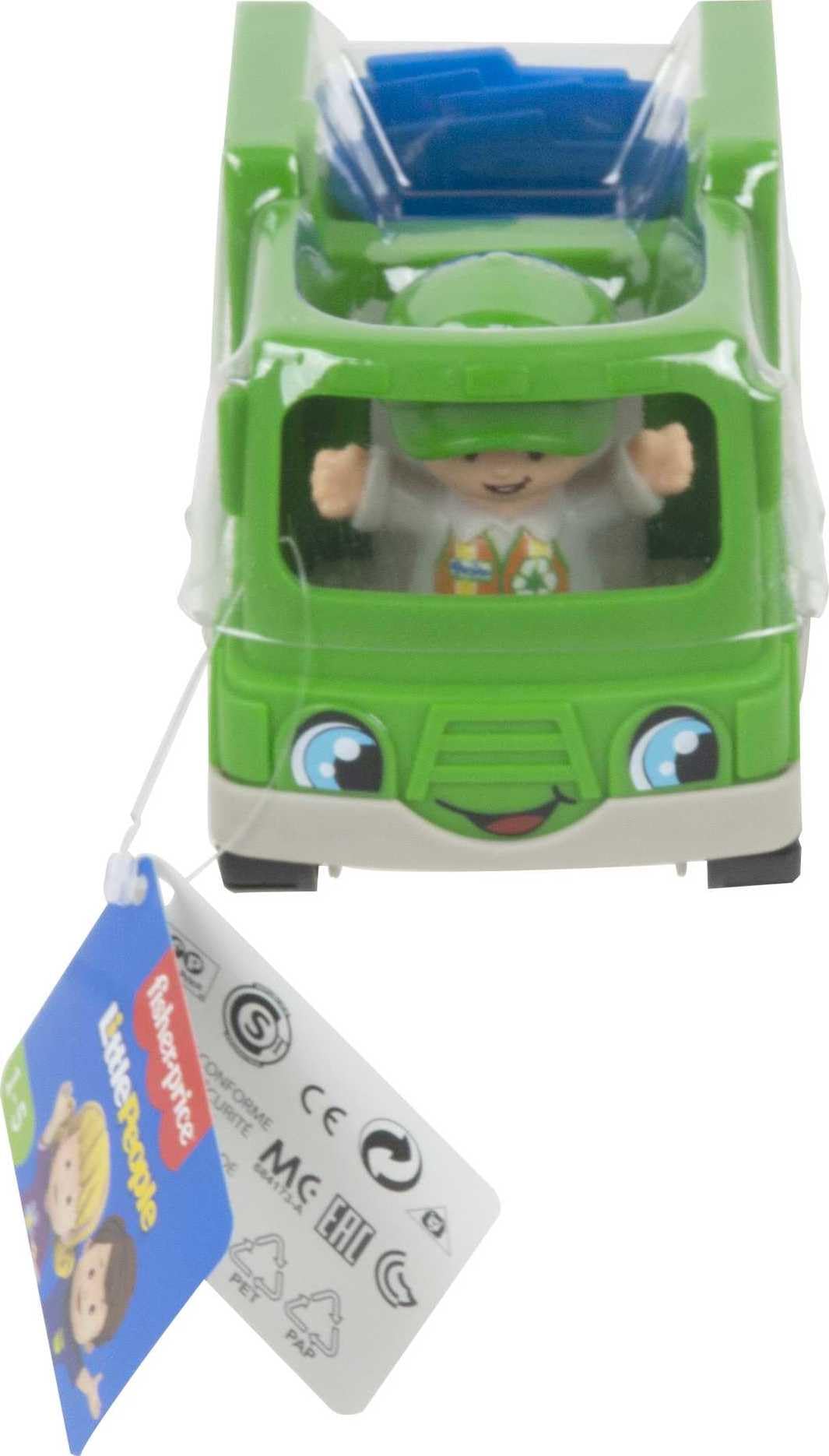 Fisher-Price Little People Recycle Truck, push-along vehicle with figure and play accessory for toddlers and preschool kids ages 1-5 years