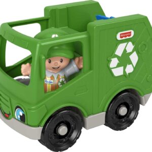 Fisher-Price Little People Recycle Truck, push-along vehicle with figure and play accessory for toddlers and preschool kids ages 1-5 years