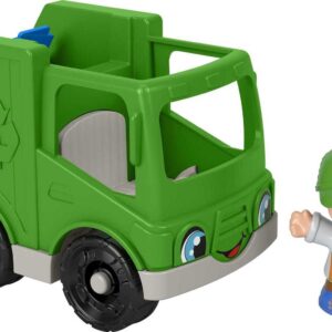 Fisher-Price Little People Recycle Truck, push-along vehicle with figure and play accessory for toddlers and preschool kids ages 1-5 years