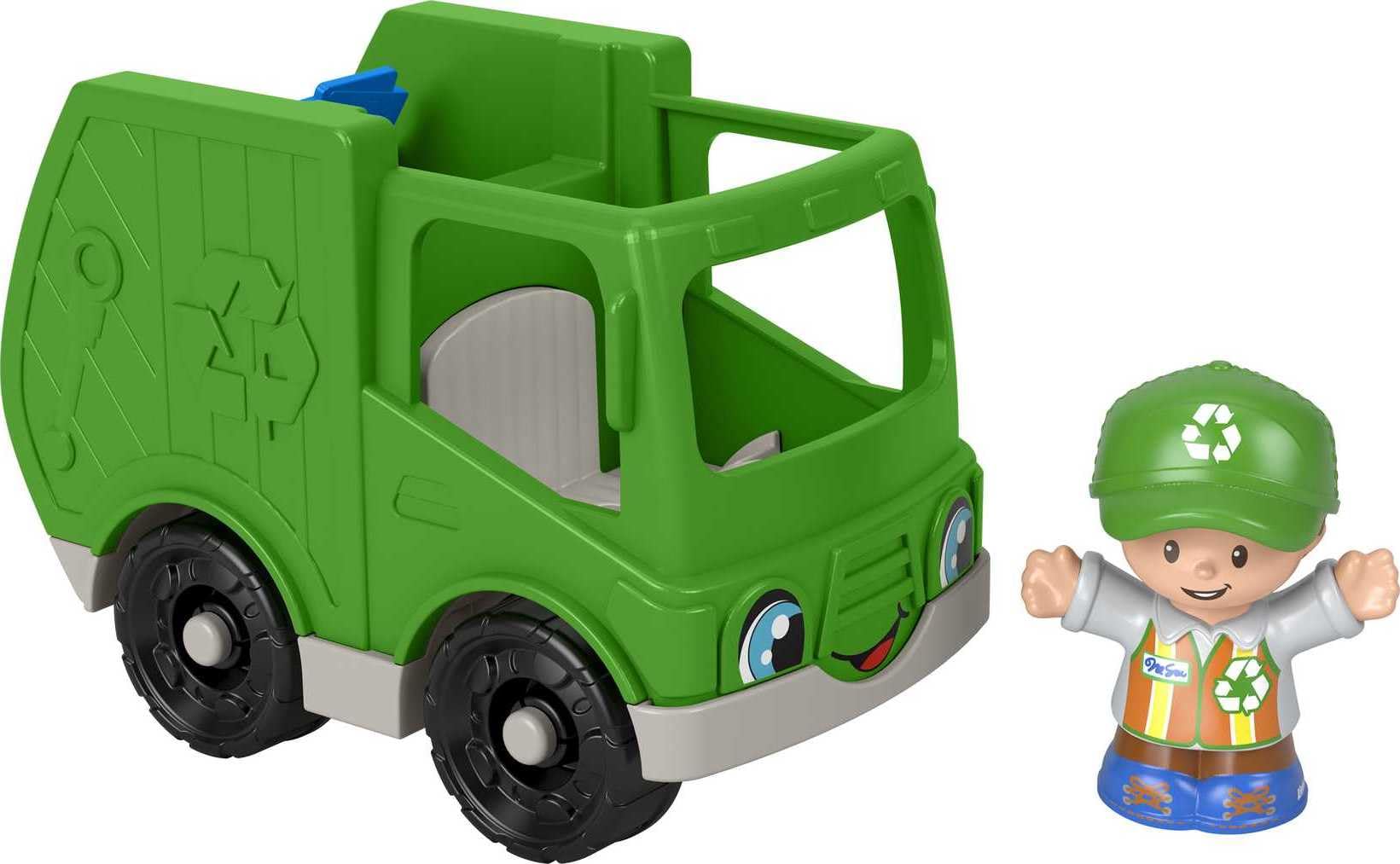 Fisher-Price Little People Recycle Truck, push-along vehicle with figure and play accessory for toddlers and preschool kids ages 1-5 years