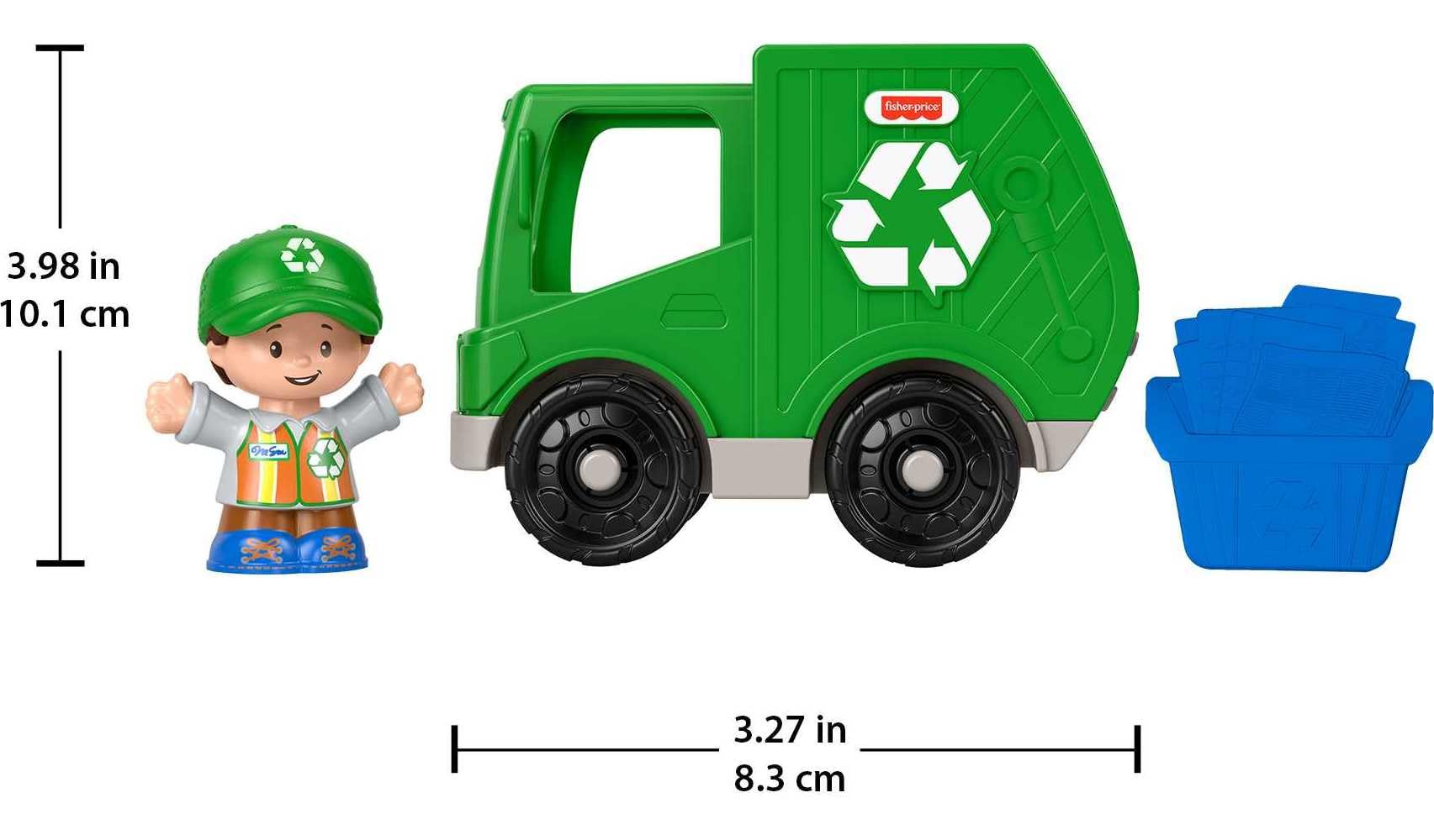 Fisher-Price Little People Recycle Truck, push-along vehicle with figure and play accessory for toddlers and preschool kids ages 1-5 years