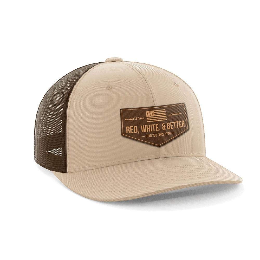 Red, White, and Better Than You(Khaki/Coffee) - Adjustable Trucker Hats with Snapback