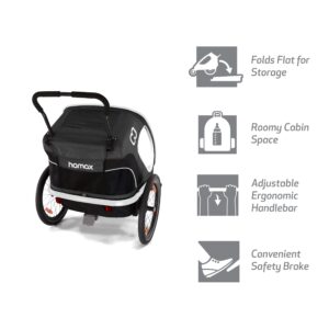 Hamax Outback One Seat Reclining Multi-Sport Child Bike Trailer + Stroller (Jogger Wheel Sold Separately) (Grey/Black)