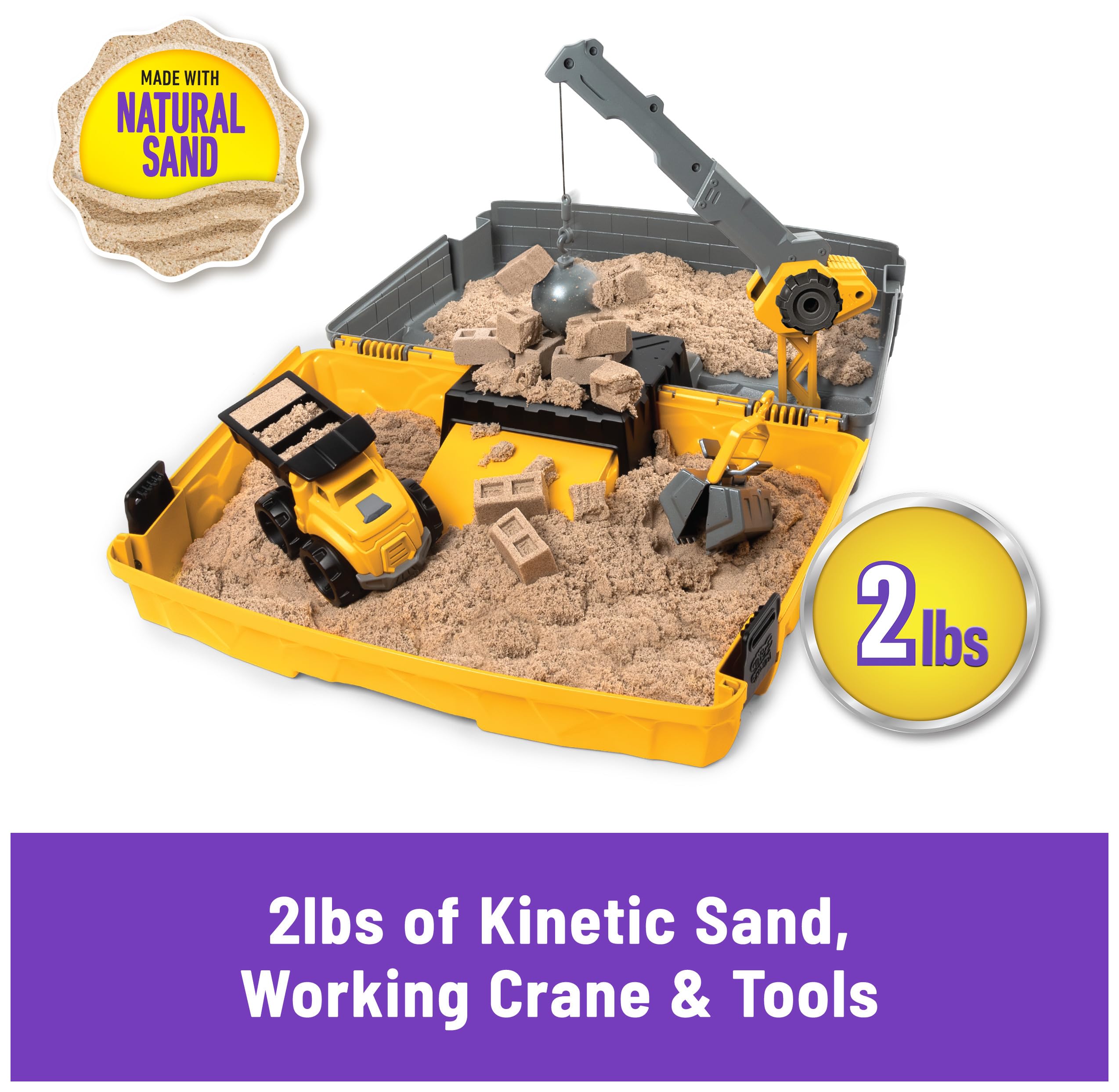 Kinetic Sand, Construction Site Folding Sandbox with Toy Truck and 2lbs of Play Sand, Sensory Toys for Kids Ages 3 and up