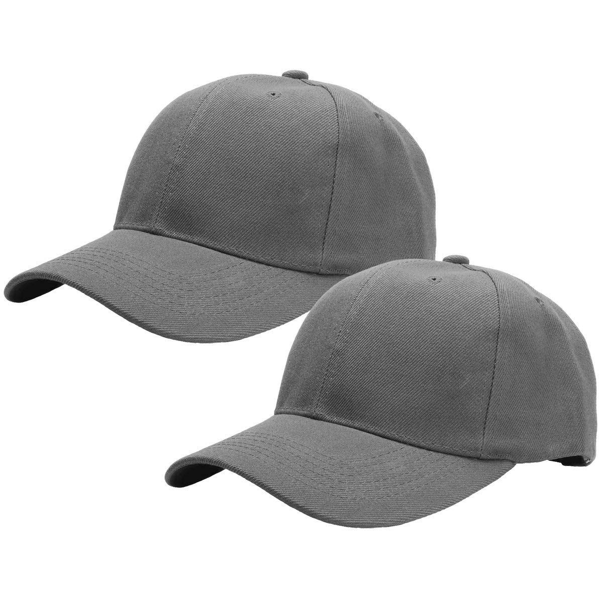 2pcs Baseball Cap for Men Women Adjustable Size for Outdoor Activities Dark Grey/Dark Grey