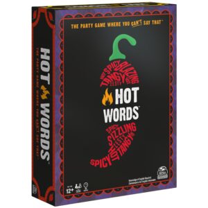 spin master games hot words, word guessing party game, board game for ages 12 & up, by spin master