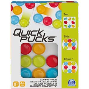 spin master games quick pucks, pattern matching on-the-go puzzle game, for adults and kids ages 8 and up