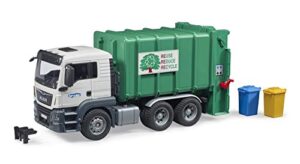 bruder 03763 man tgs rear loading garbage truck - green