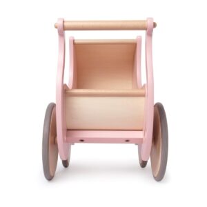 Kinderfeets Pram Walker - Toy Stroller for for Babies, Kids, and Toddlers | Sustainable and Eco-Friendly | 2-in-1 Walker and Stroller Design (Rose)