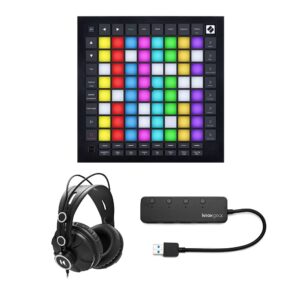 novation launchpad pro mk3 bundle with over-ear headphones and 3.0 4 port usb hub (3 items)