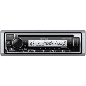 kenwood kmr-d378bt marine/motorsports cd am/fm radio, bluetooth, amazon alexa compatible, siriusxm ready, wireless streaming - pandora & spotify, usb and aux input, variable color display