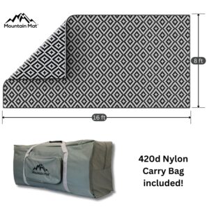 Mountain Mat Premium RV Patio Mat Size 8' x 16' Made from Recycled Plastic for Camping - Thick 5 mm Heavy Duty, Waterproof, Reversible Rugs Recycled Polypropylene (8' x 16', Black)