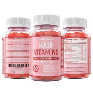 Premium Hair Vitamins Supplement-Gummy Vitamins w/Biotin, Folic Acid, Vitamins A&D-Supports Faster Hair Growth & Promotes Healthy Hair, Skin, & Nails-60 Non-GMO Berry Flavored Gummies