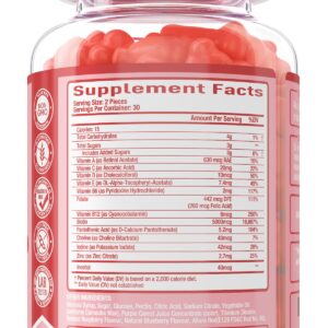 Premium Hair Vitamins Supplement-Gummy Vitamins w/Biotin, Folic Acid, Vitamins A&D-Supports Faster Hair Growth & Promotes Healthy Hair, Skin, & Nails-60 Non-GMO Berry Flavored Gummies