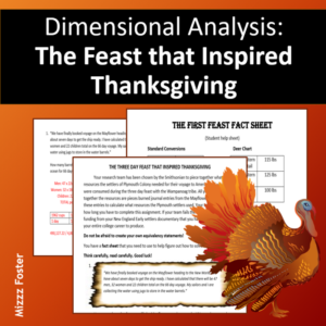 dimensional analysis / factor label method: the feast that inspired thanksgiving