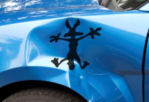 cartoon coyote splat hitting wall - car - laptop - decal - sticker