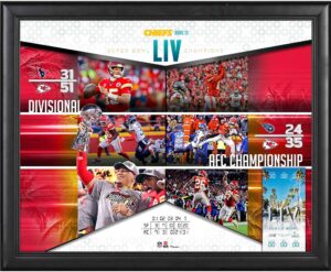 sports memorabilia kansas city chiefs framed 16" x 20" super bowl liv champions road to the super bowl ticket collage - nfl team plaques and collages