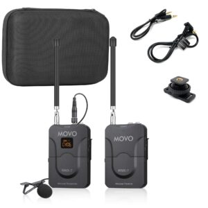 Movo Universal Wireless System, 12 VHF Channels, 2-Microphone, 3.5mm TRRS, 1-Year Warranty