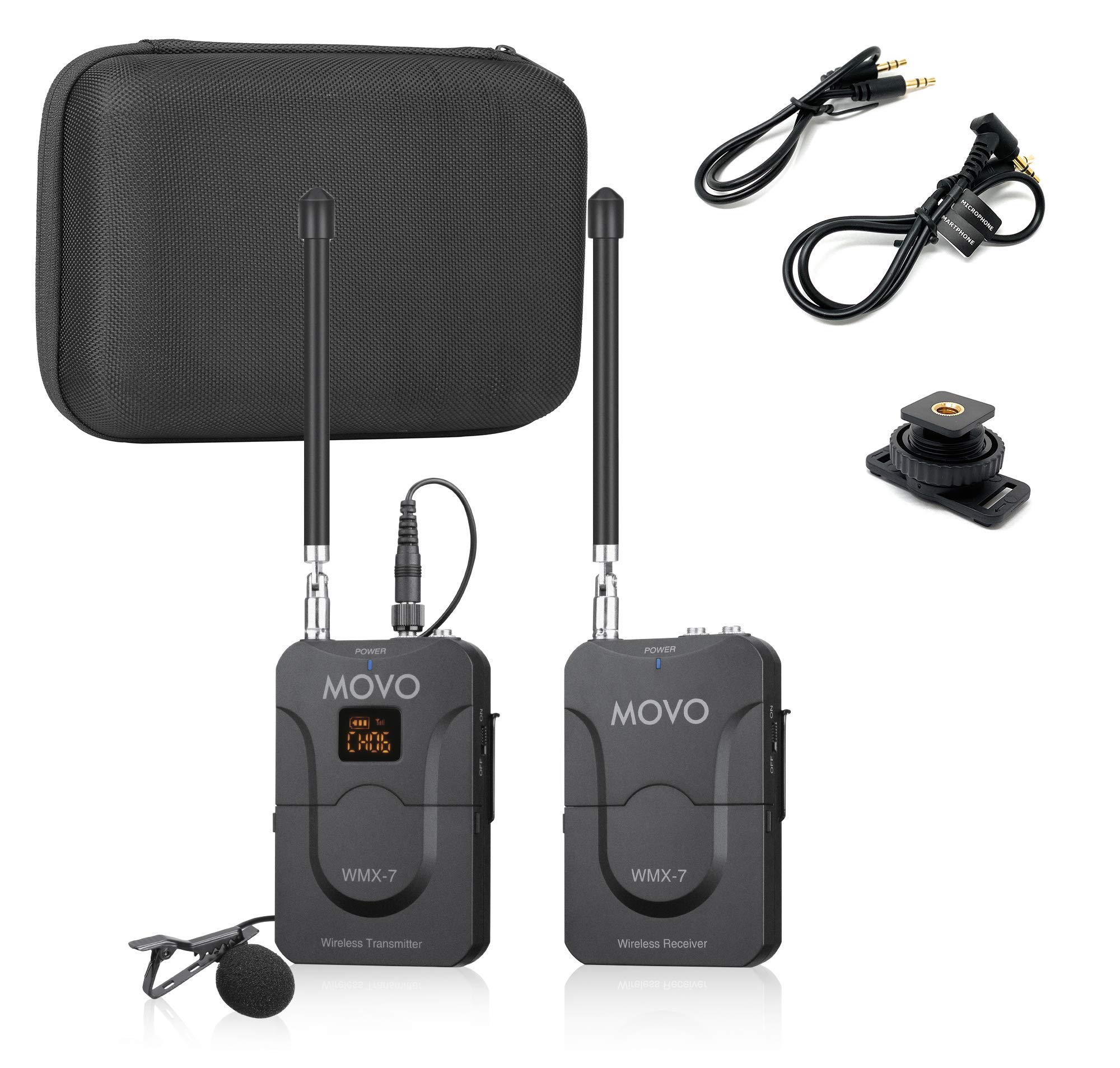 Movo Universal Wireless System, 12 VHF Channels, 2-Microphone, 3.5mm TRRS, 1-Year Warranty