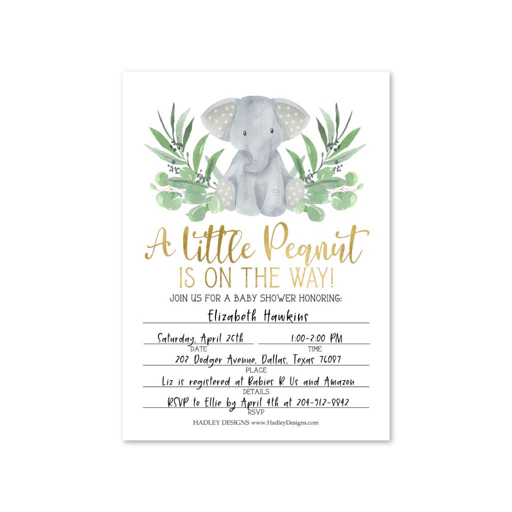 25 Elephant Baby Shower Invitations Gender Neutral Shower - Gender Neutral Baby Shower Safari Baby Shower Invitations For Boy, Jungle Baby Shower Invites Gender Neutral Baby Sprinkle Invitations Girl