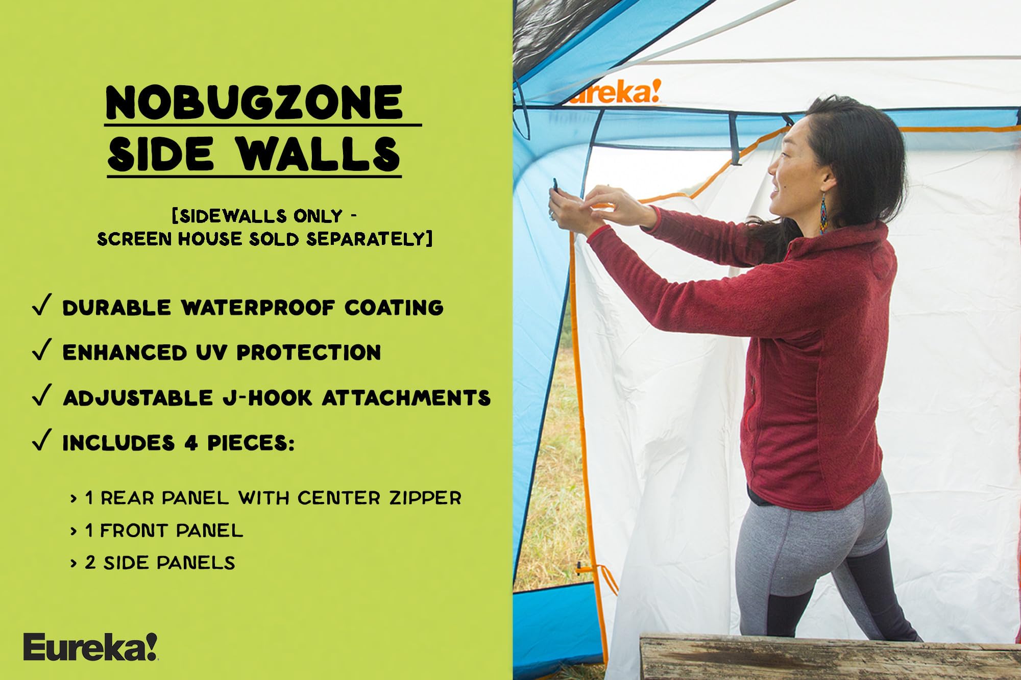 Eureka! NoBugZone Side Walls Accessory (Compatible with, but Not Included—The NoBugZone Screen House Tent and NoBugZone 3-in-1 Camping Shelter—Both Sold Separately)