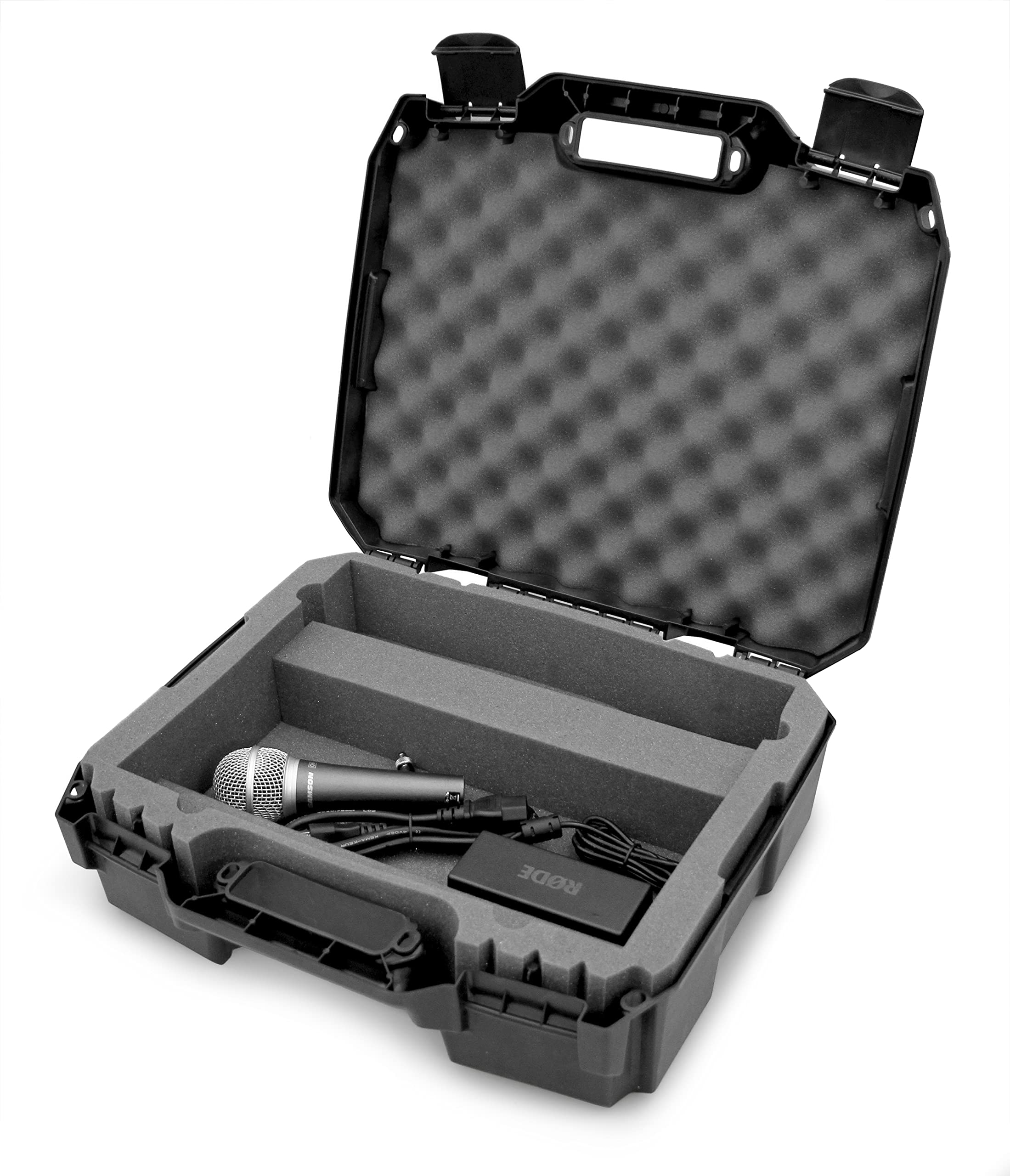 CASEMATIX Podcast Equipment Hard Case Compatible With RodeCaster Pro, Podcasting Microphone and Podmic Audio Mixer Accessories - Impact Absorbing Padded Foam Protection