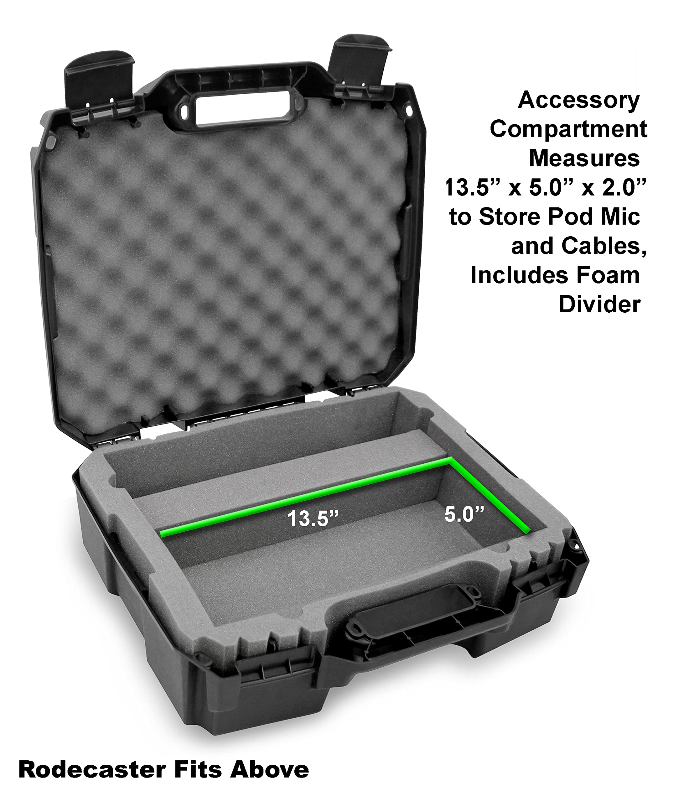 CASEMATIX Podcast Equipment Hard Case Compatible With RodeCaster Pro, Podcasting Microphone and Podmic Audio Mixer Accessories - Impact Absorbing Padded Foam Protection