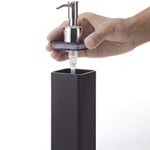 YAMAZAKI Home Refillable Hand Soap Pump | Bathroom, Kitchen | Plastic | Dispenser, One Size, Black