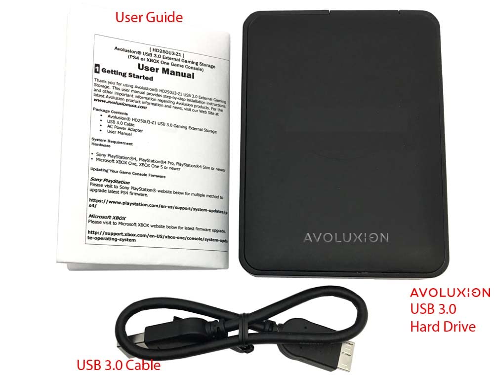 Avolusion X1 1TB USB 3.0 Portable External Gaming Hard Drive (for PS4, Pre-Formatted) HD250U3-X1-1TB-PS - 2 Year Warranty