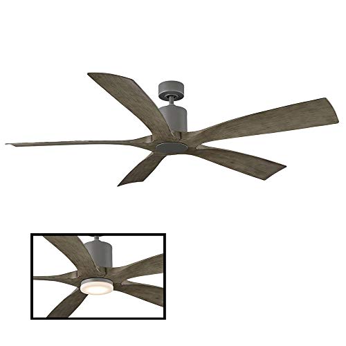 Modern Forms FR-W1811-70-GH/WG Aviator Indoor or Outdoor Smart Home Ceiling Fan with Wall Control, 70in Blade Span, Graphi...