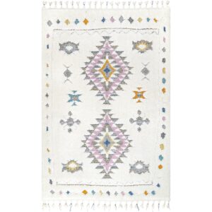 nuLOOM Jocelyn Tribal Shag Tasseled Area Rug, 3x5, White