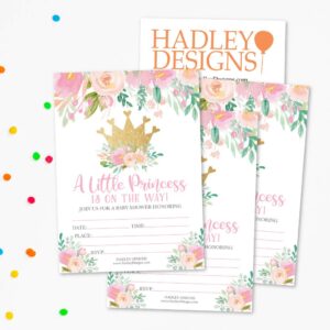 Hadley Designs 25 Princess Baby Shower Invitation For Girl Baby Shower Invitations - Girl Princess Theme Baby Shower Invitations, Baby Sprinkle Invitations Girl Princess Party Invitations