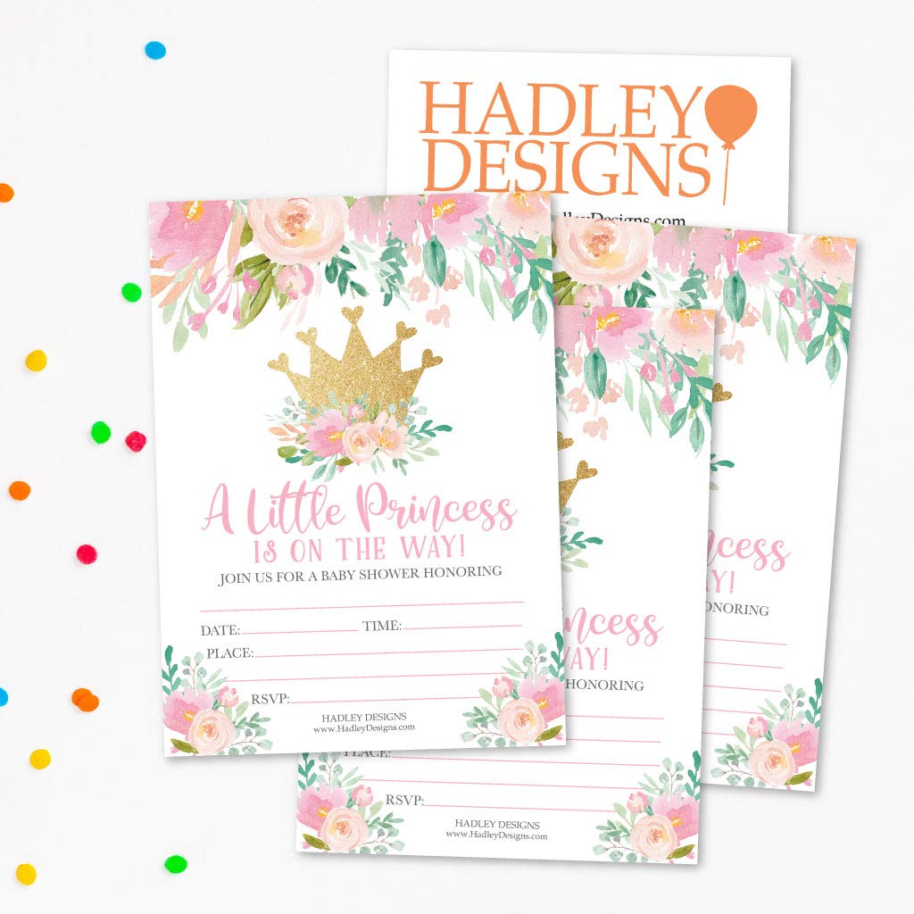 Hadley Designs 25 Princess Baby Shower Invitation For Girl Baby Shower Invitations - Girl Princess Theme Baby Shower Invitations, Baby Sprinkle Invitations Girl Princess Party Invitations