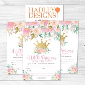 Hadley Designs 25 Princess Baby Shower Invitation For Girl Baby Shower Invitations - Girl Princess Theme Baby Shower Invitations, Baby Sprinkle Invitations Girl Princess Party Invitations