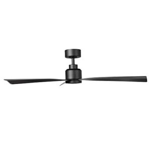 WAC Smart Fans Clean Indoor and Outdoor 3-Blade Ceiling Fan 54in Matte Black with Remote Control works with Alexa and iOS or Android App