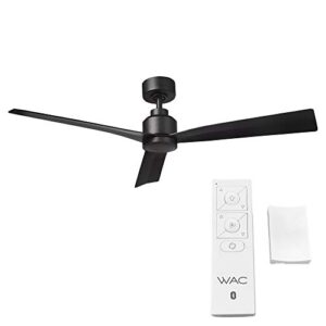 WAC Smart Fans Clean Indoor and Outdoor 3-Blade Ceiling Fan 54in Matte Black with Remote Control works with Alexa and iOS or Android App